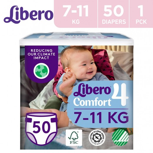LIBERO COMFORT DIAPERS STAGE 4 (7-11 KG) 50 PIECES - Mybabykw